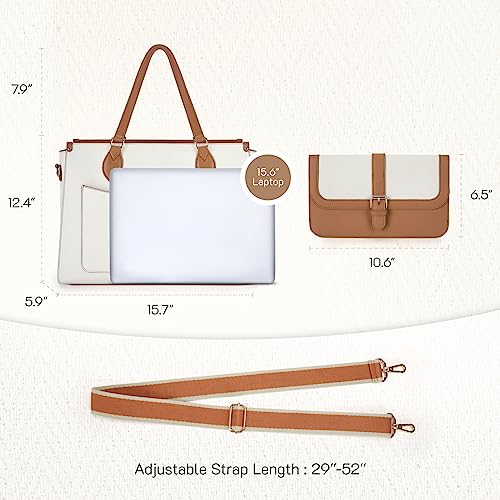 Missnine Laptop Bag with Removable Purse 15.6 inch Computer Bag Leather Briefcase for Women Work Bag Set Large Laptop Tote Bag for Office, Business