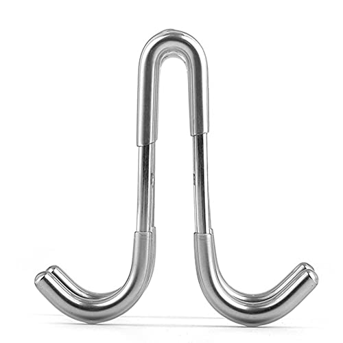 Maxfacilis Shower Door Hooks 2 Packs 304 Stainless Steel, Two Side Bathroom Frameless Door Hooks, for Robe, Towel, Squeegee, Loofah, Bathing Suits, Shaver-Silver(Two Side)