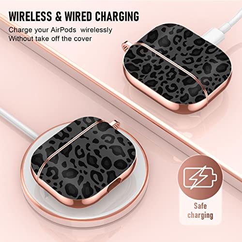 Maxjoy Airpods 3rd Generation Case,Protective Shockproof Cover with Keychain Compatible,Cute AirPods 3rd Generation Case Cover, Apple airpod 3 case,for Girls and Women and Men (Leopard print on black)