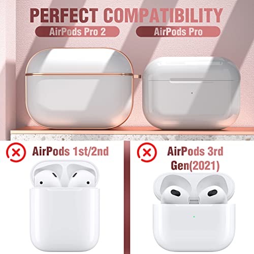 Maxjoy for Airpods Pro 2nd Generation/1st Generation Case Cover, Hard AirPod Pro 2 Case for Women Men Cute Protective iPod Pro 2 Case with Keychain for Airpods Pro (2023/2022/2019), White