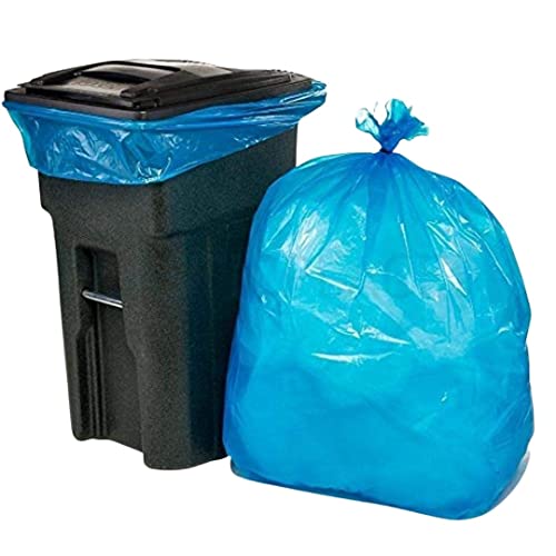 Plasticplace 65 Gallon Recycling Trash Bags â1.5 Mil â Blue Heavy Duty Garbage Can Liners â 50â x 48â (50 Count)