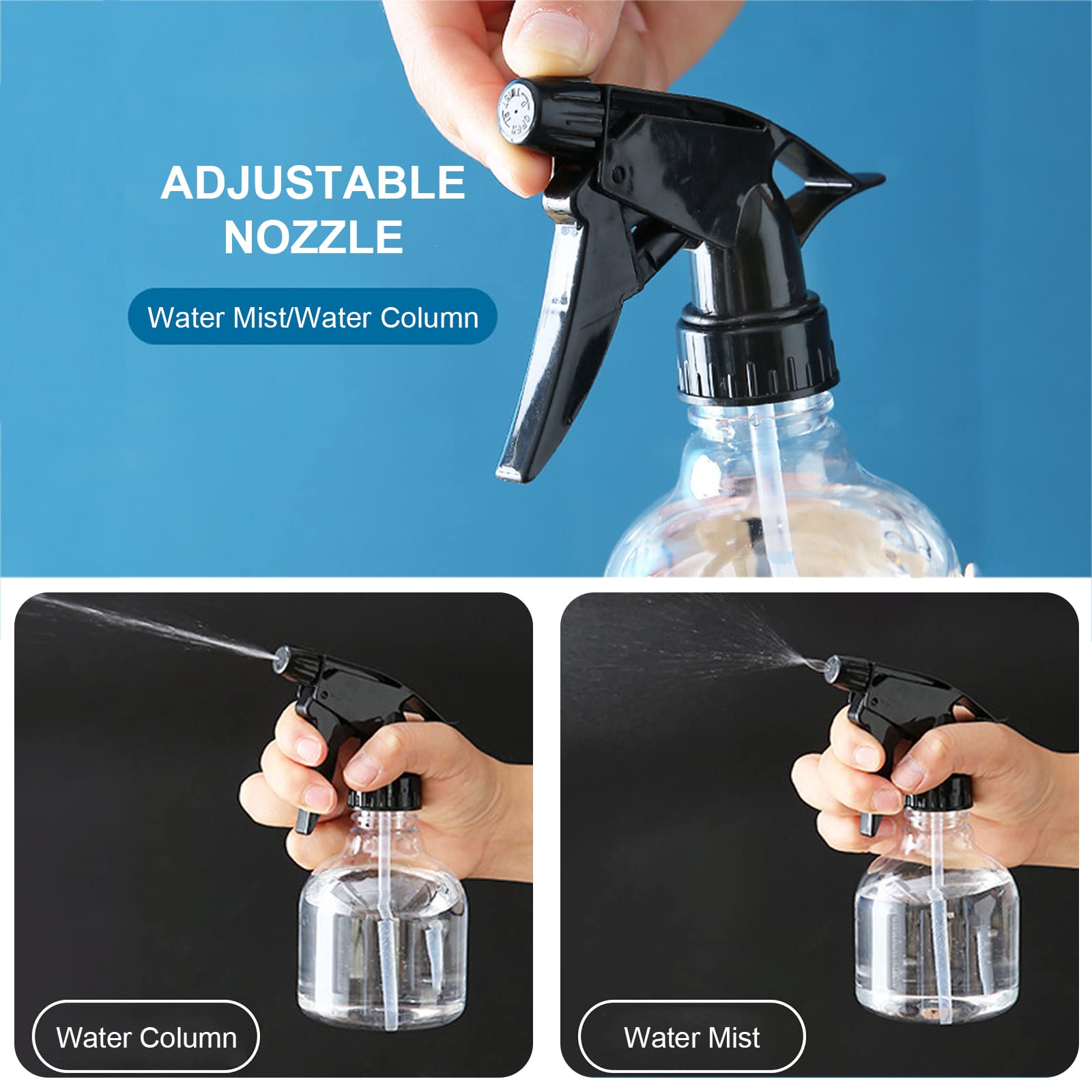 Merkaunis 20PCS 8 oz Spray Bottle Clear Plastic Spray Bottles with Adjustable Nozzle Empty Plastic Spray Bottles Bulk Water Spray Bottle Clear Empty Spray Bottles for Kitchen,Beauty, Hair and Cleaning