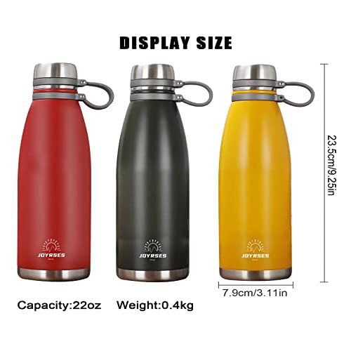 JOYRSES All Stainless Steel Vacuum Thermos,Keeps beverage and water Hot or Cold for Up to 20 Hours,Insulated water Bottle22oz(Dark blue)