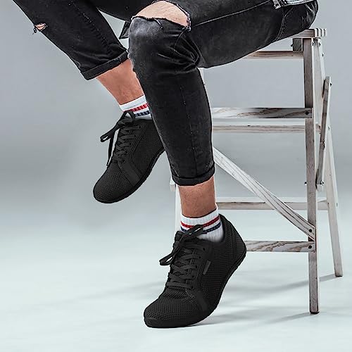 L-RUN Womens Mens Minimalist Barefoot Shoes Comfortable Casual Shoes Wide Toe Box Zero Drop Shoes Black L(W:8-9,M:6.5-7.5