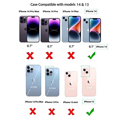 uCOLOR Flip Leather Wallet Case Card Holder Compatible with iPhone 13 6.1 iPhone 14 6.1 Women and Girls with Card Holder Kickstand (Rose Gold Marble)