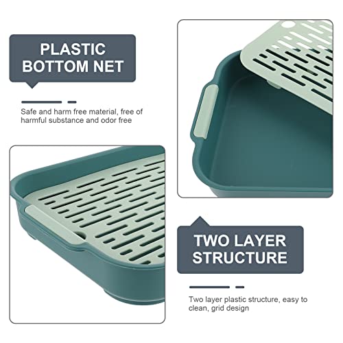 VILLCASE Rabbit Large Litter Box Guinea Pig Training Pan Cage Accessories Toilet Tray for Rats Hamster Ferret ( Green )