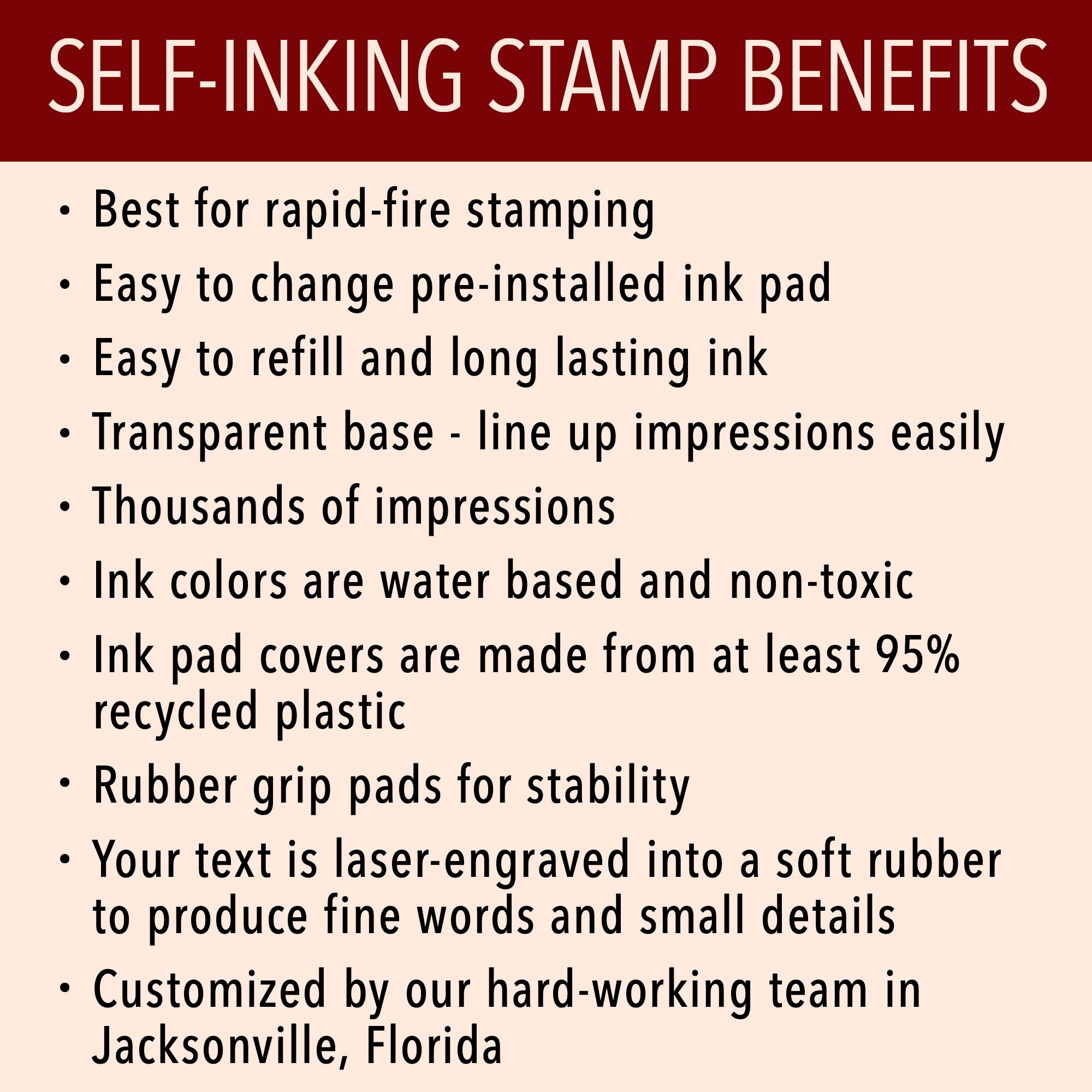 Custom Address Stamp - 20 Font Options - 3 Line Self-Inking Address Stamp - Up to 3 Lines of Customized Text | Multiple Ink Color Options (Large)