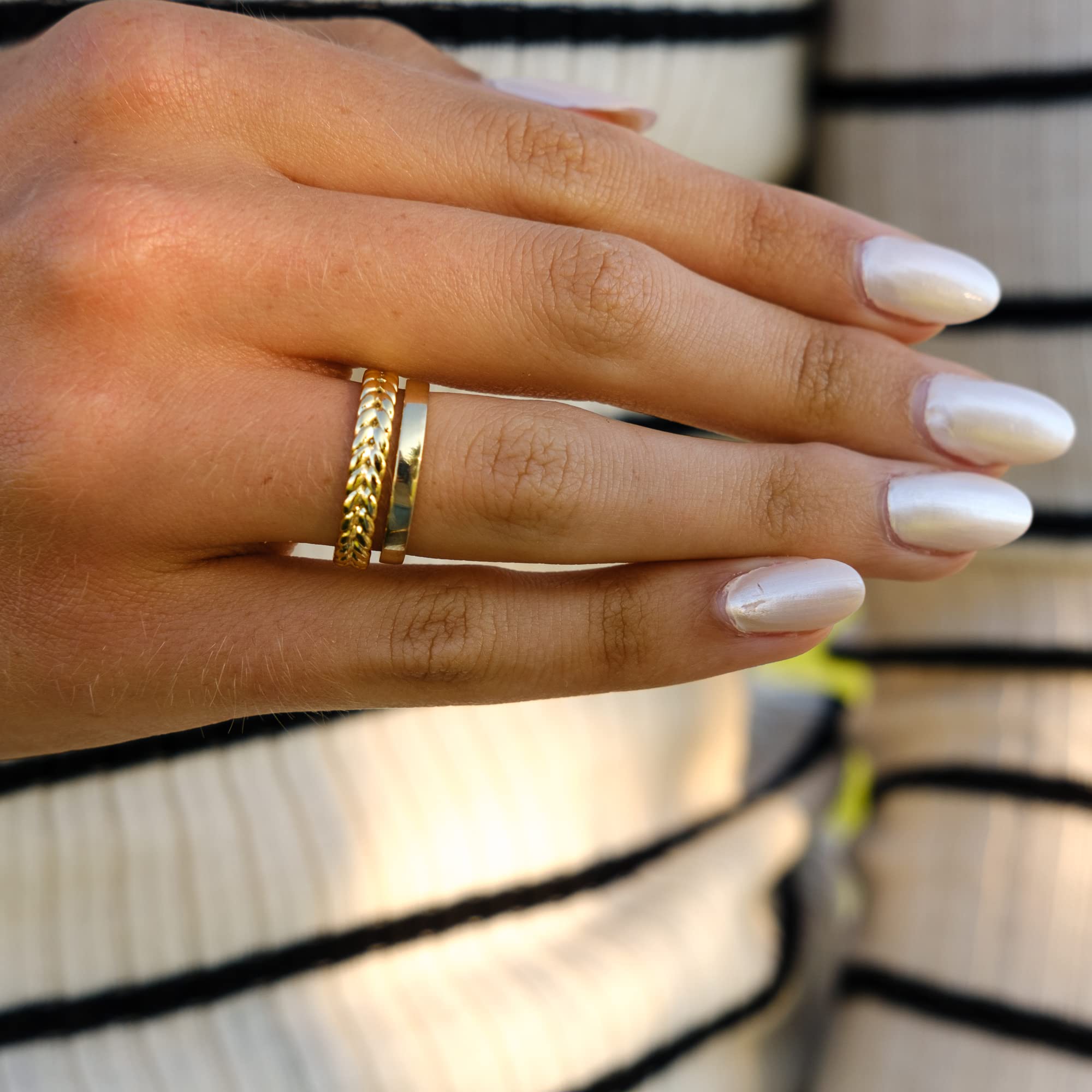 espere Simple Flat Band Ring 2.5MM Wide Bold Stacker | Classic Fine Stacking Ring 18K Gold Plated in Sterling Silver | Statement Ring for Women Jewelry Gift Size 6