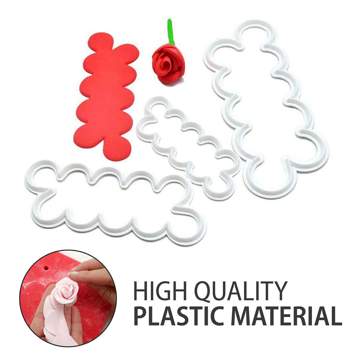 Gum Paste Rose Cutter Cake Decorating - 3Pcs Flower Petal Mold Rose Cookie Cutter Fondant Cutters Flower Cookie Cutters Edible Rose Flower Fondant Tools - Gum Paste Flowers Cake Cutter Plastic Flower