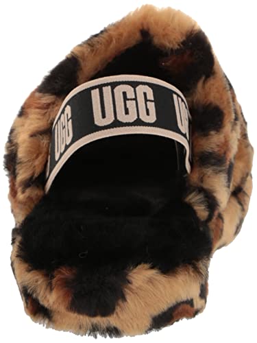 UGG Girls K Fluff Yeah Slide Spotty Slipper, Natural, 4 Big Kid