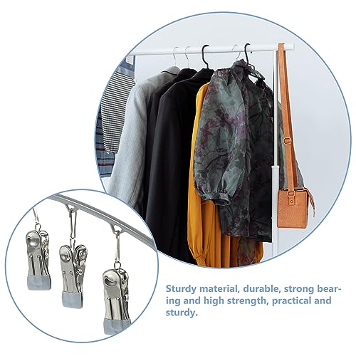 Zerodeko Clothes Hanger with 10 Clips Clothes Drying Rack Stainless Steel Laundry Drying Rack Sock Hanger Underwear Hanger for Drying Towels Diapers Bras Lingerie Baby Clothes Grey