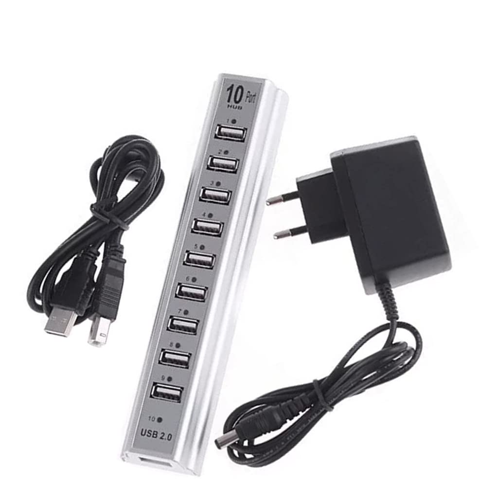 Hubs Plastic Splitter Hub Cellphone Charging Cable Adaptor Charger10 Port Keyboard U-Disk Mouse USB 2.0 USB Hubs (Color : OneColor)