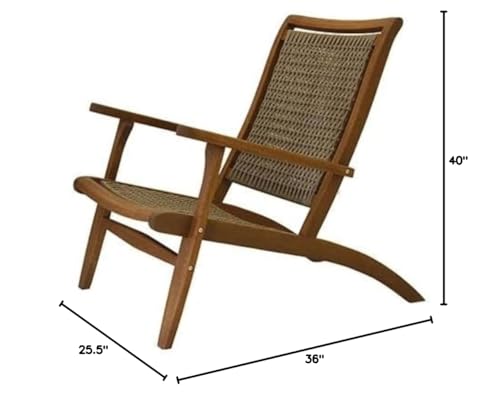 Outdoor Interiors All Weather Eucalyptus Driftwood Patio Lounger Chair, Grey Wicker
