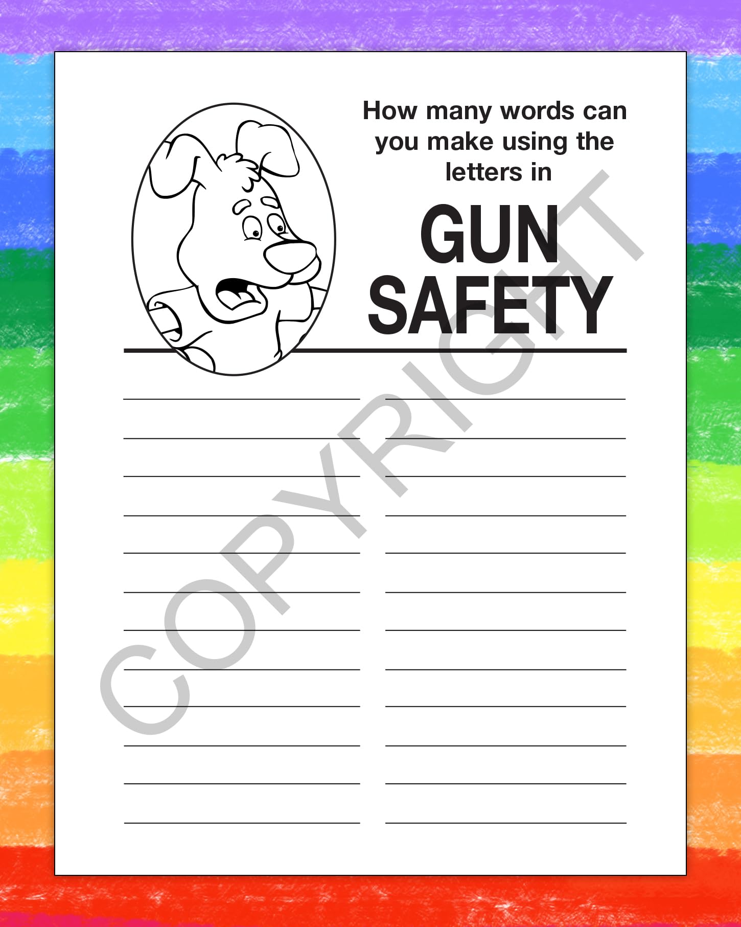 ZOCO - Gun Safety - Educational Coloring Books (25 Bulk Pack, With Crayons) - Don't Play with Guns - Firearms Safety - Police Handout - Games, Puzzles, Activities for Kids