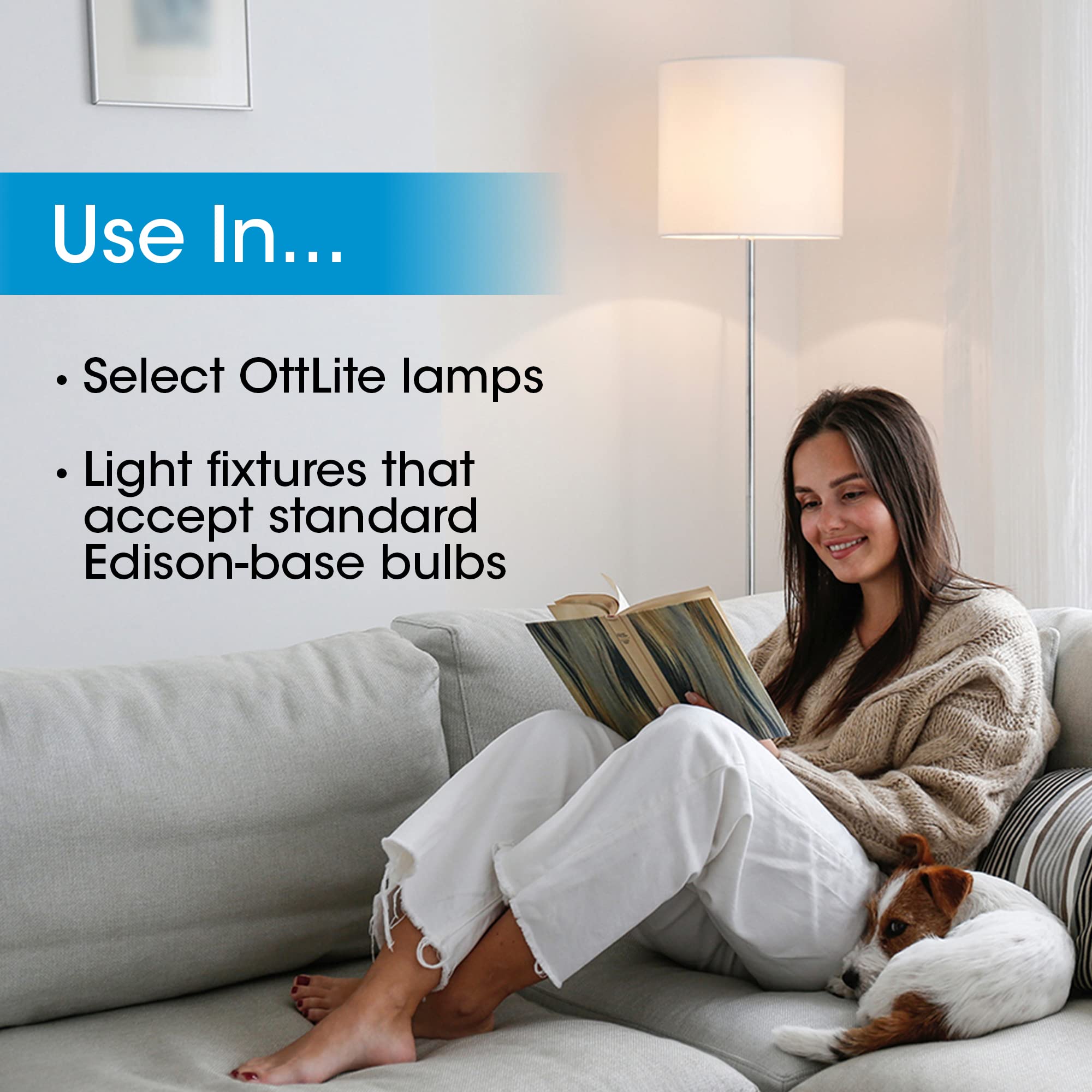 OttLite 25W Swirl Screw in Light Bulb - Compact Fluorescent Light Bulbs Replacement - Bright Natural Daylight for Bedroom, Living Room, Home Office, & Garage - Low Heat & Glare for Reduced Eyestrain