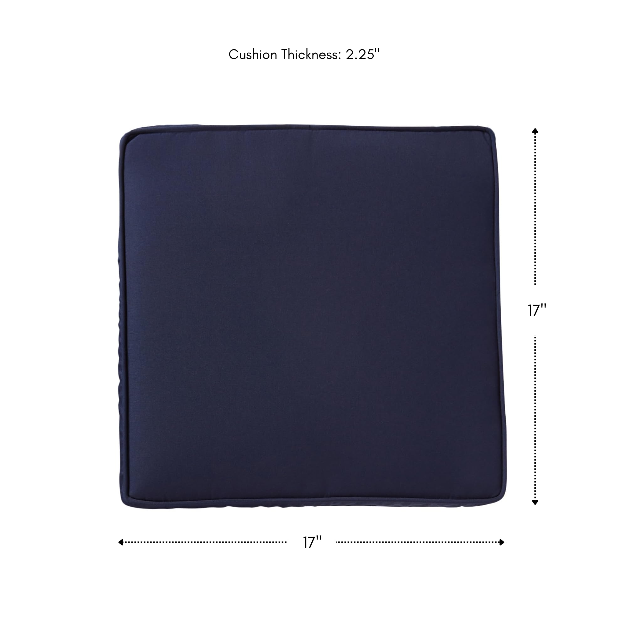 Greendale Home Fashions Sunbrella Outdoor 17" Square Corded Chair Pad, Navy 2 Count