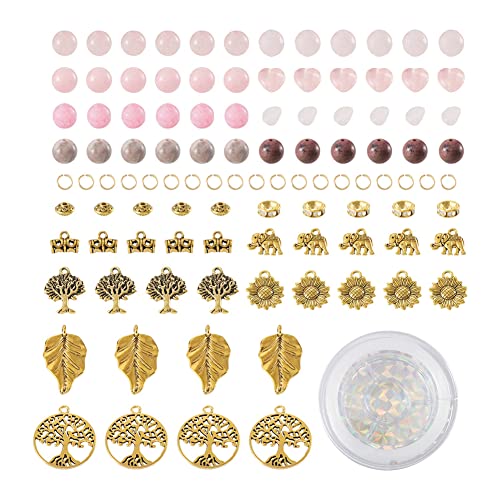 Mega Pet Gemstone Bracelet Making Kit Natural Gemstone Beads with Alloy Beads Alloy Pendants Jump Rings Elastic Thread for DIY Bracelet Jewelry Making