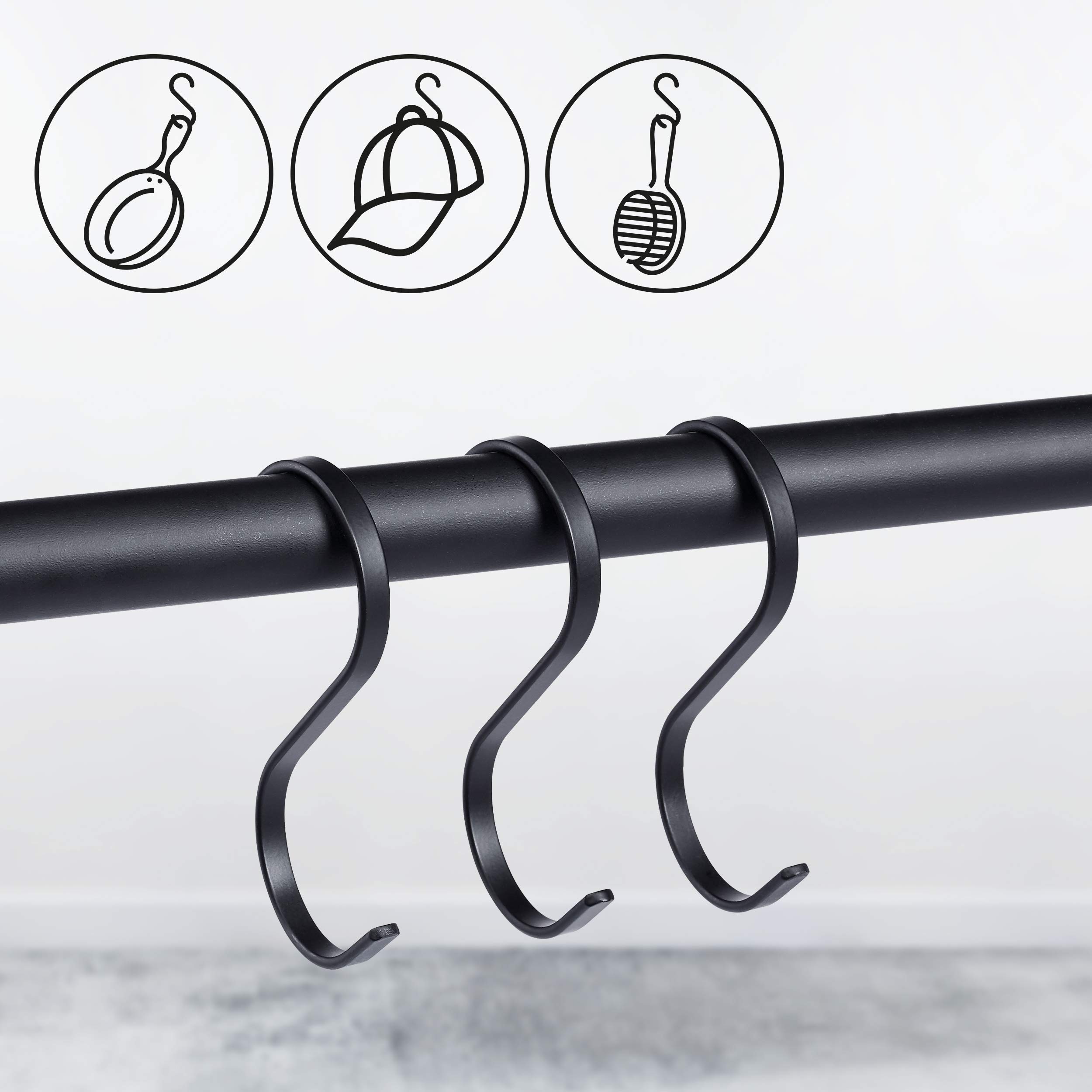 pamo Black s Hooks for Hanging Clothes - Set of 5 or 10-4.33" Large s Hooks Heavy Duty I Suitable as Clothes Rod Hooks, Hanging Hooks for pots, etc.