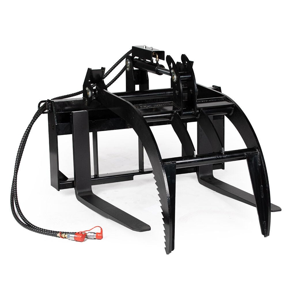 Titan Attachments Hydraulic Skid Steer Pallet Fork Grapple Attachment V2 with 60in Fork Blades, 1/2in Thick Steel Frame, Quick Tach Mounting System