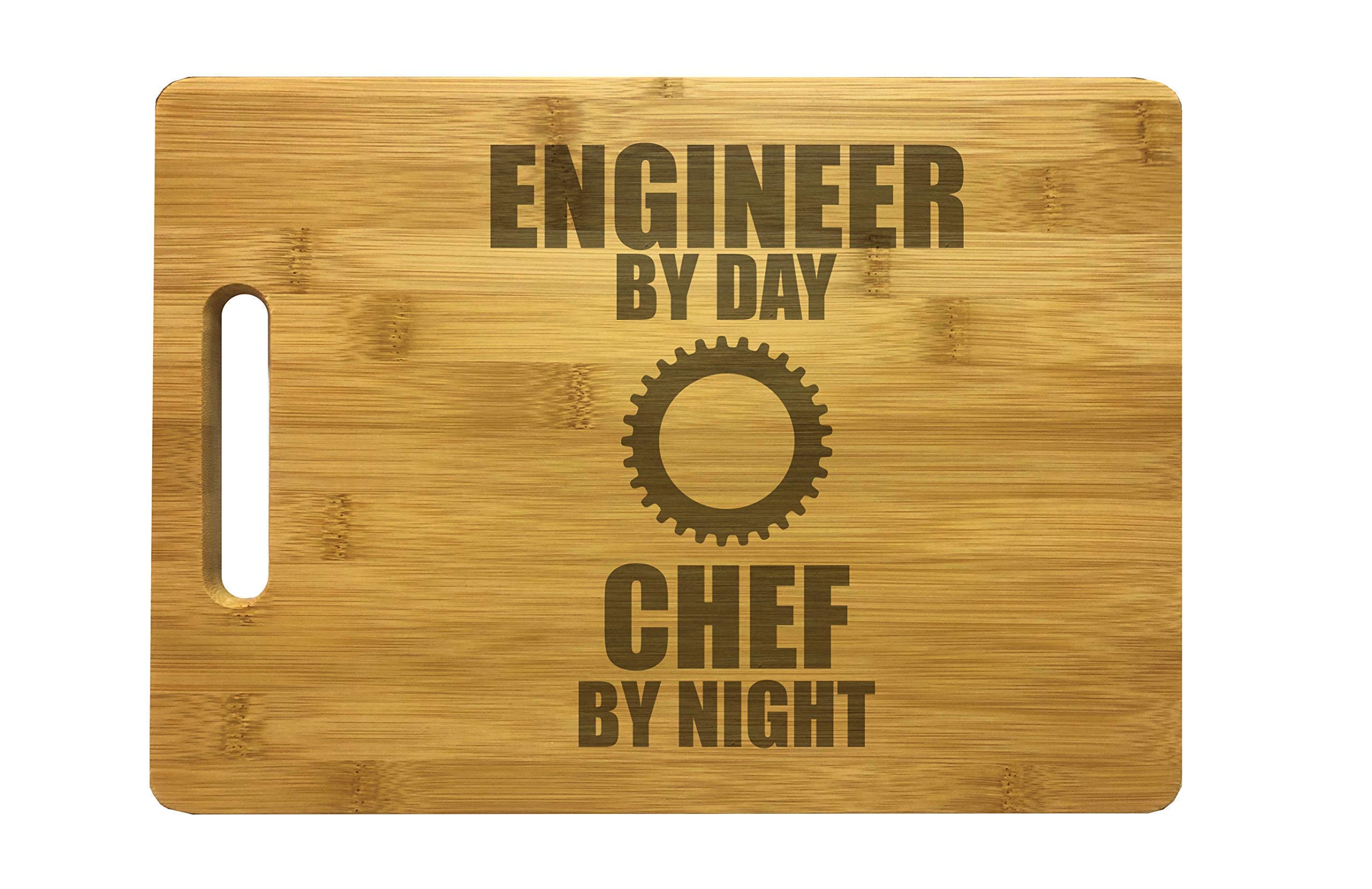 Engineer Gift Engraved Cutting Board - Engineer By Day Chef By Night - Bamboo - Chef Gift, Cooking Gift