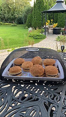 CUISINOX Dome for BBQ, Picnics and Outdoor Entertaining Stainless Steel Mesh Food Cover, Rectangular 18.5" x 13.5" x 8", Black