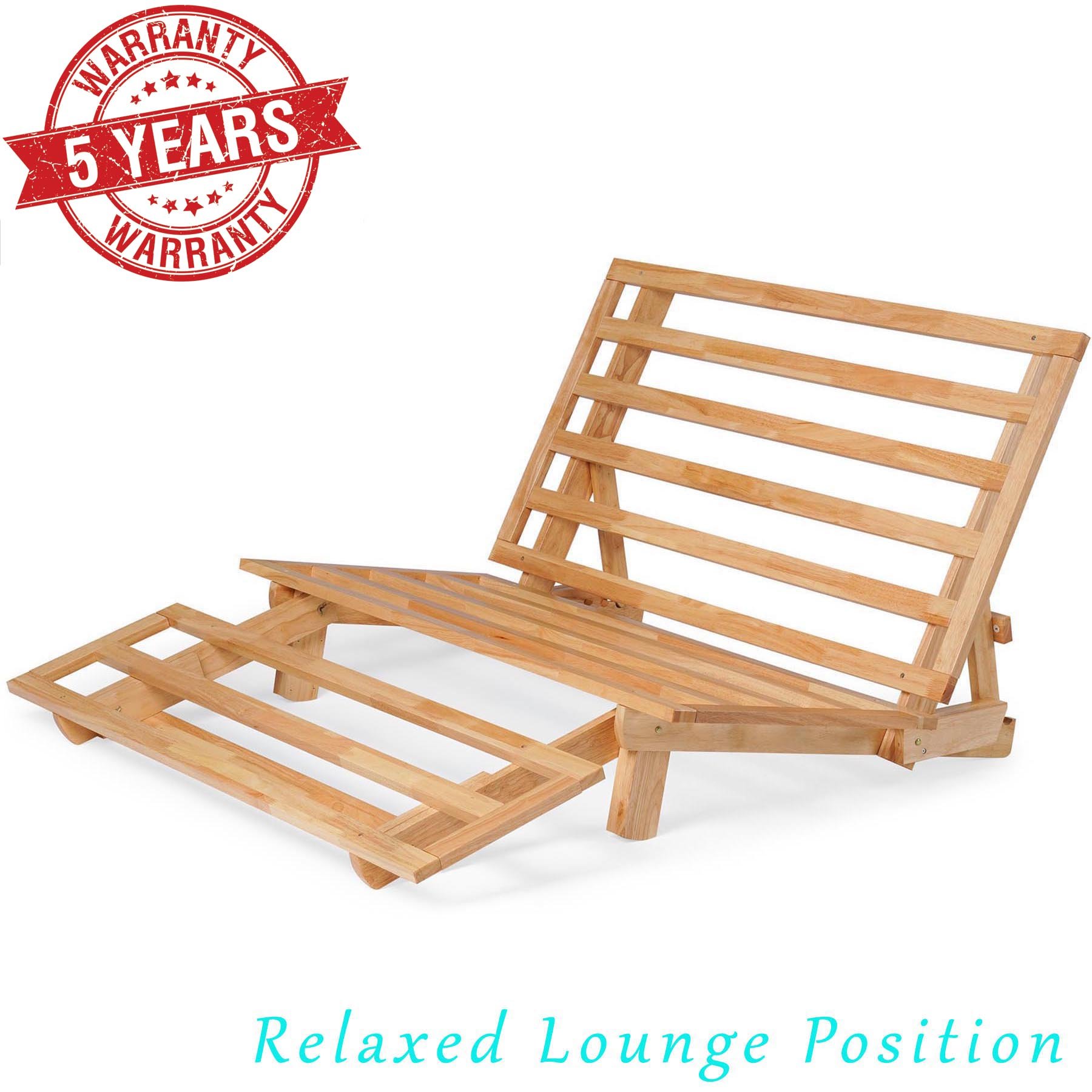 Nirvana FUTONS Queen Size Tri-Fold Wood Futon Sofa Bed Lounger Frame - (Space Saver, Natural Finish) Ideal for Small Spaces, RVs, and Dorm Furniture