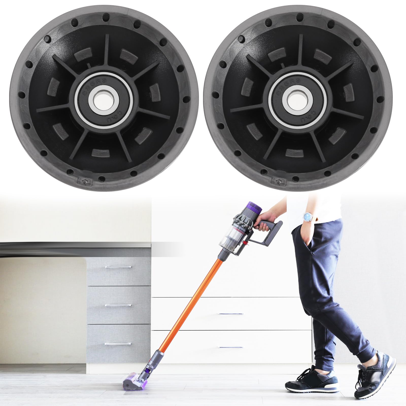 Create idea 1 Set Vacuum Cleaner Wheel Kit Compatible with Dyson V10/ V11/ V15 Series Ball Wheel Replacement with Fixings Screws Screwdriver