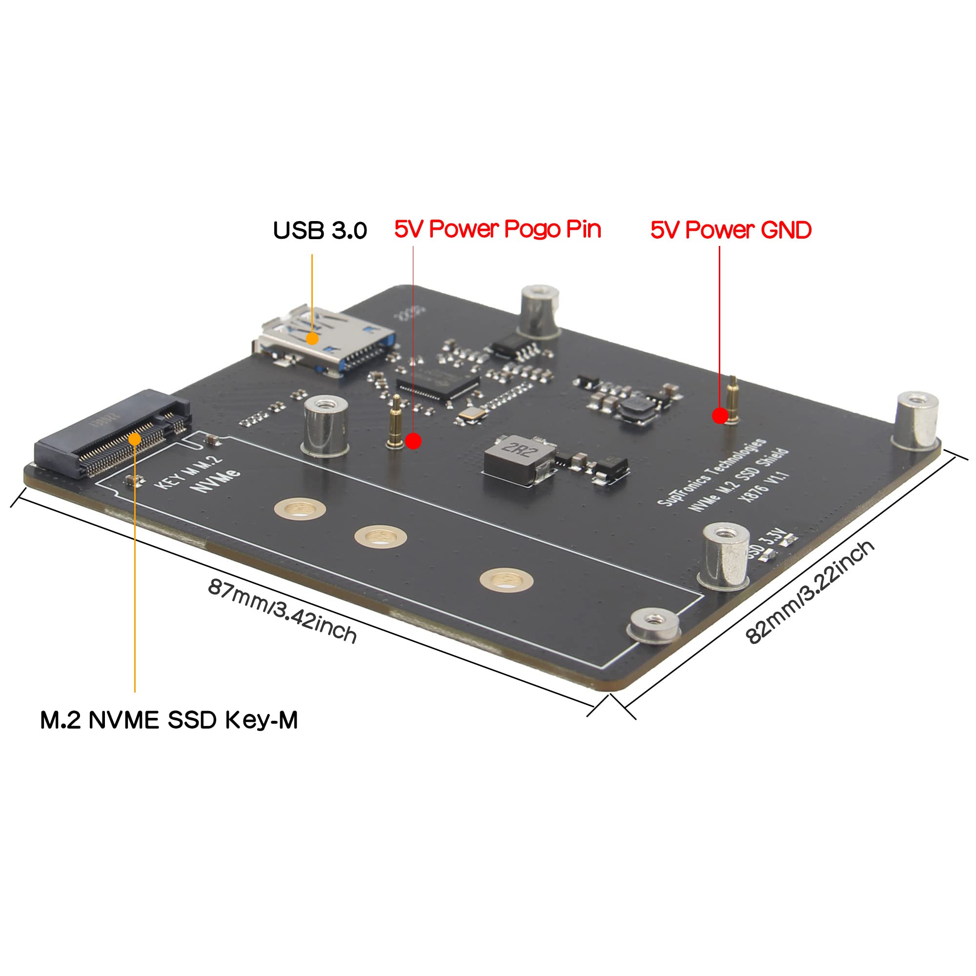 Geekworm for Raspberry Pi 4 NVME HAT, X876 V1.1 NVME M.2 SSD Storage Expansion Board UASP Supported Compatible with Raspberry Pi 4 Model B Only Support Key-M 2280 SSD