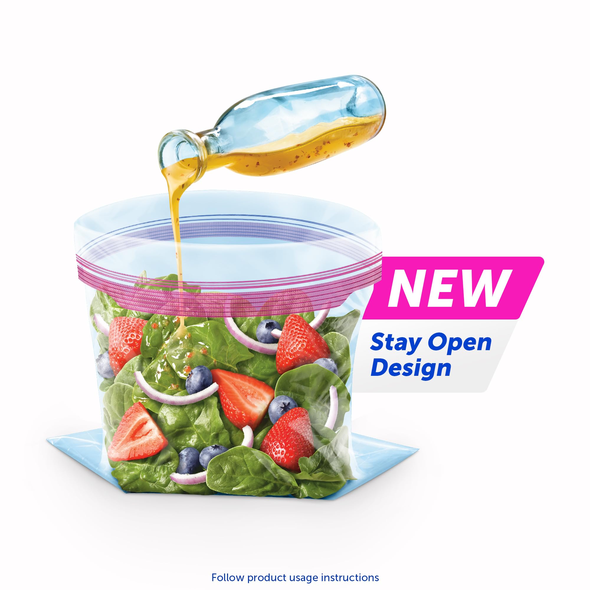 Ziploc Gallon Food Storage Bags, New Stay Open Design with Stand-Up Bottom, Easy to Fill, 38 Count