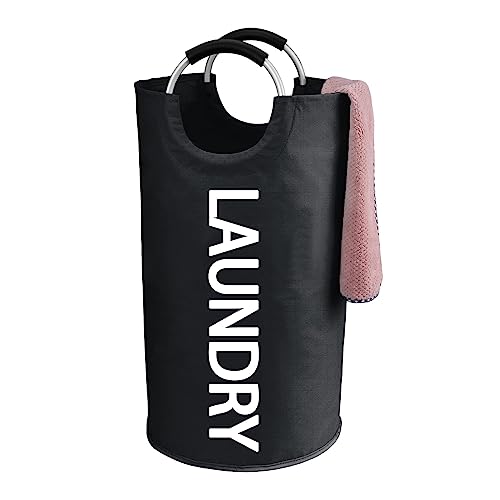 WOOHA 90L Large laundry basket,Collapsible laundry hamper, Tall Clothes Baskets Folding Washing Bin Foldable Fabric Hamper Bags for Bedroom, Closet,Bathroom,College,laundry bag, black