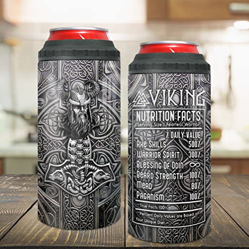 winorax Viking 4-in-1 Tumbler Can Cooler Vikings Celtic Slim Can Holder 16oz Tumblers Stainless Steel Insulated with Lid