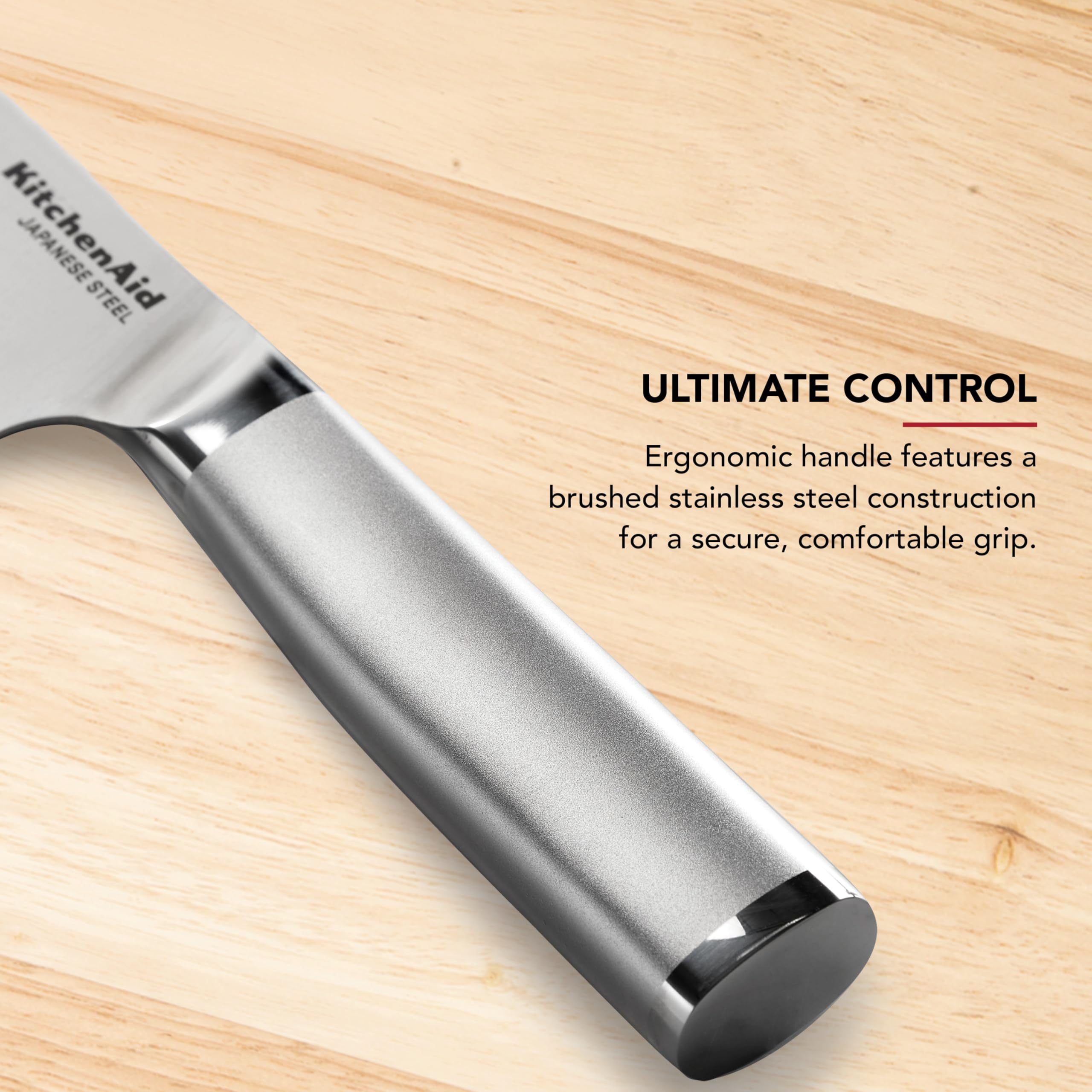 KitchenAid Gourmet Knife Block Set with Built-in Sharpener, Textured Stainless Steel Handles, 15-Piece