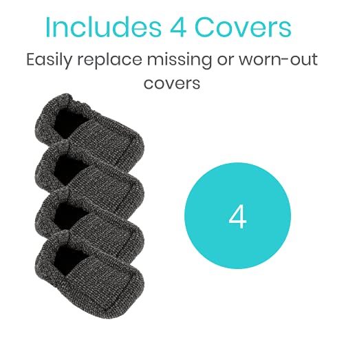 Vive Walker Ski Glide Covers 4 PCS - Heavy Duty Removable Padded Caps - Universal Fit Sock Pad for Indoor and Outdoor Use - Durable Medical Walker Floor Padding - Seniors Rollator Glider Accessories