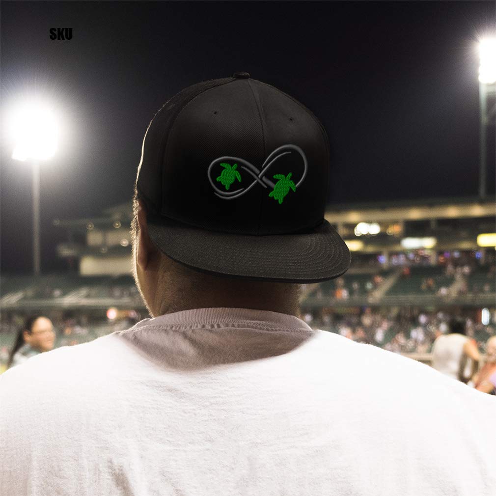 Custom Snapback Baseball Cap Sea Turtle Infinity Couple A Embroidery Acrylic Flat Bill Hard Hat Snaps Black Design Only