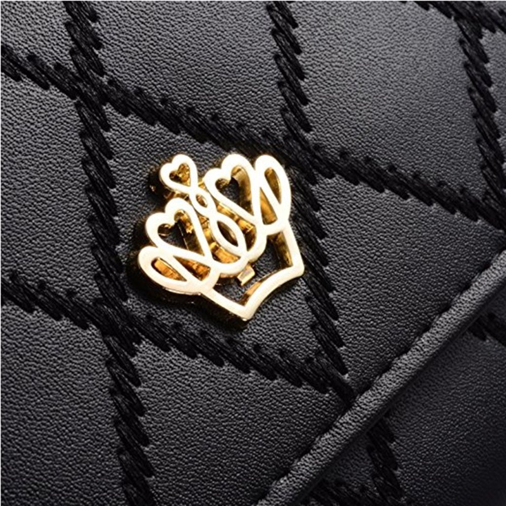 Todd Grace Fashion Ladies Purse Elegant Clutch Crown Wallet Long Wallet Leather Wallet (black)