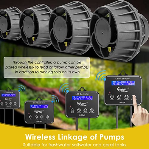 hygger 3400 GPH Aquarium Inverter Wavemaker Pump with LED Controller, DC 24V 18W Ultra-quiet Submersible Power Head with Magnetic Base, Circulation Pump for 75-200 Gal Freshwater Saltwater Tank