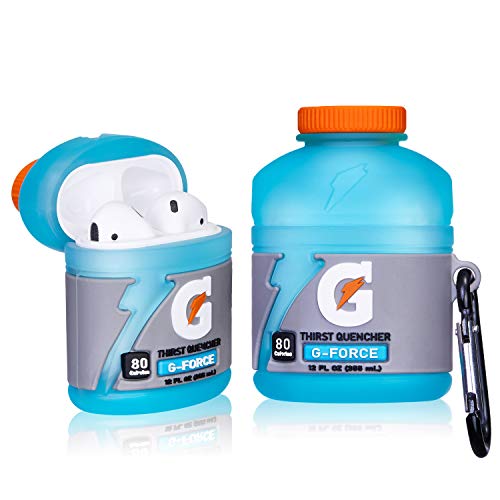 Shineyii for Airpod 2/1 Case Soft Silicone Cute Cartoon Kawaii Funny Cover Fashion Protective Skin Accessories Keychain Boys Kids Teens Cases Compatible with Airpods 2&1, Blue Bottle