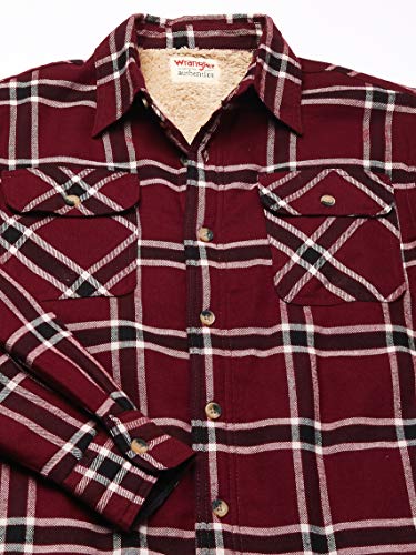 Wrangler Authentics Men's Long Sleeve Sherpa Lined Shirt Jacket, Tawny Port, X-Large