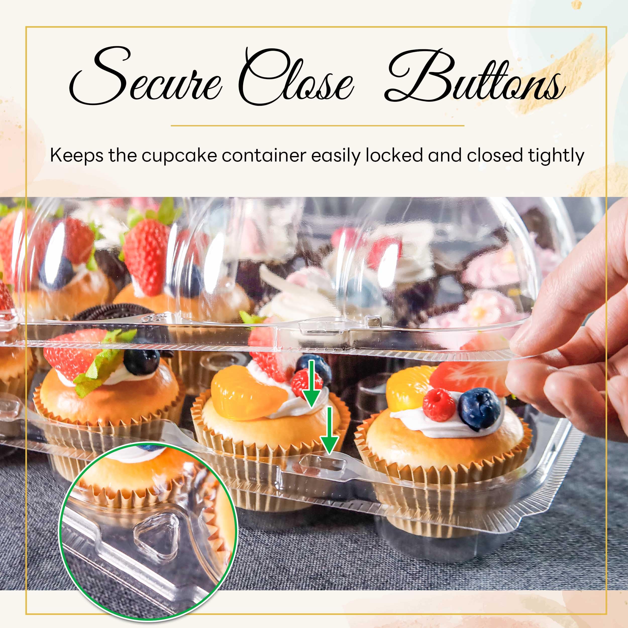 NPLUX 12 Count Cupcake Containers 12 Pack Cupcake Holders with Detachable Tall Dome Lids Clear Plastic Stackable Cupcake Boxes for 144 Cupcakes, BPA Free, Standard Size