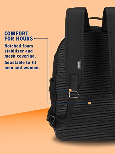 Wrangler Powell Backpack for Travel Classic Logo Water Resistant Casual Daypack for Travel with Padded Laptop Notebook Sleeve (Black)