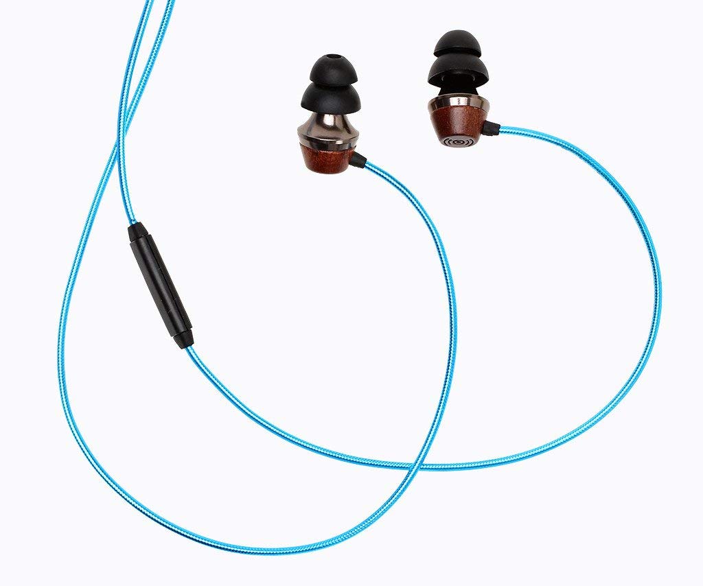 Symphonized ALN 2.0 Premium Genuine Wood In-ear Noise-isolating Headphones|Earbuds|Earphones with Innovative Shield Technology Cable and Mic (Metallic Blue)
