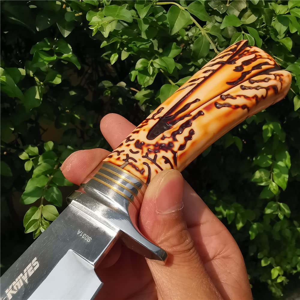Fixed Blade Knife with Sheath, Handle with special pattern, Standar Blade Hunting Knife for Camping Hiking Survival