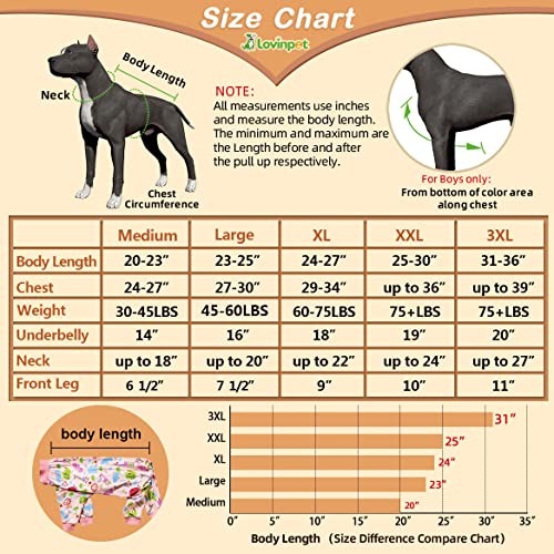 LovinPet Large Dog Clothes: Pajamas for Large Dogs, Slim Fit/Lightweight Pullover Dog PJ's, Full Coverage/Animals Allover Pink Print/Pet Pajamas/XL