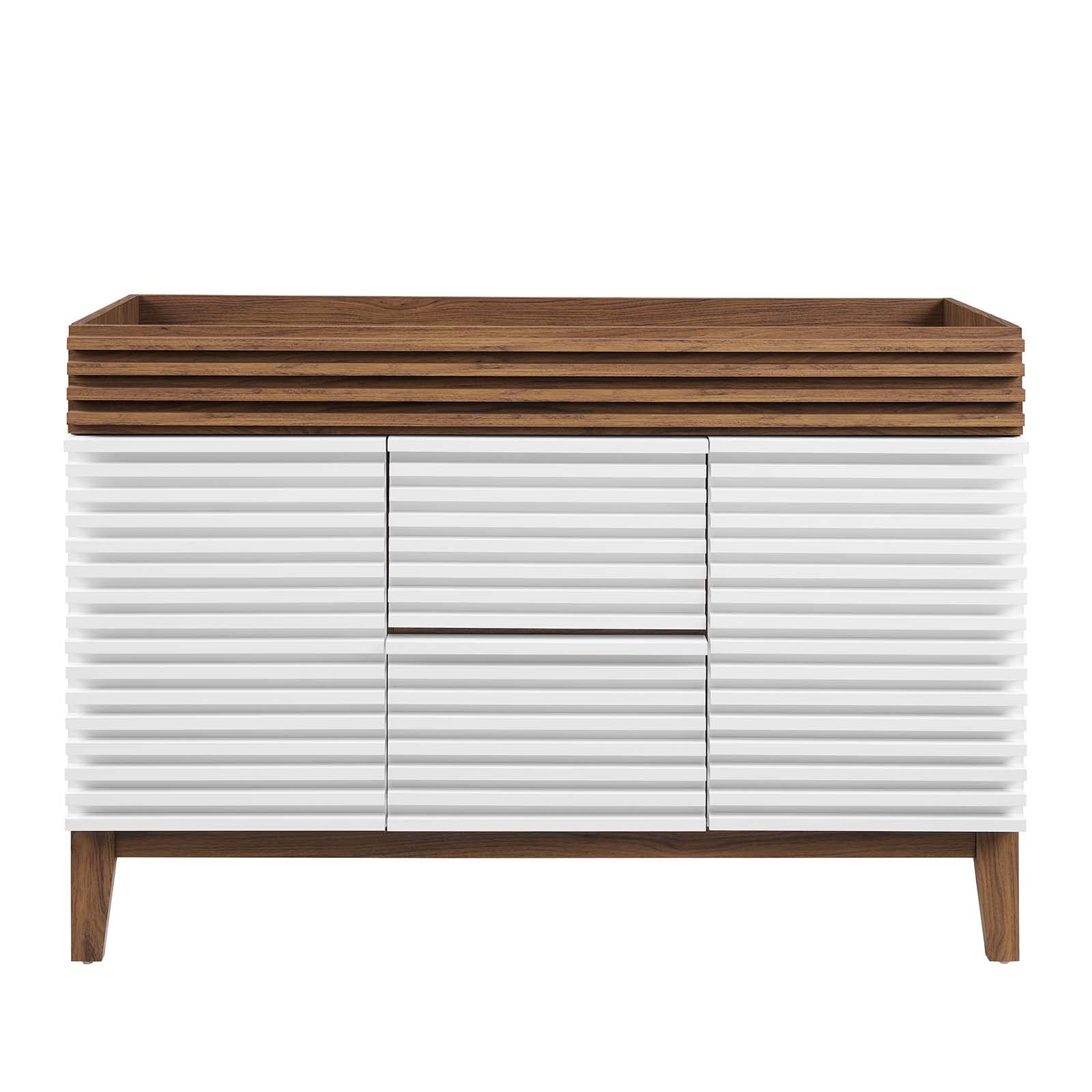 Modway Render 48" Bathroom Vanity Cabinet in White Walnut Basin Not Included, Double Sink