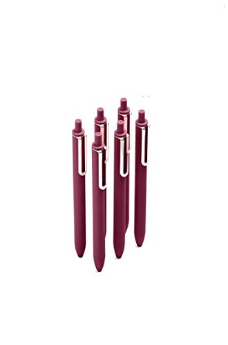 Poppin Retractable Gel Luxe Pens, Wine, Package Of 6, Black Ink