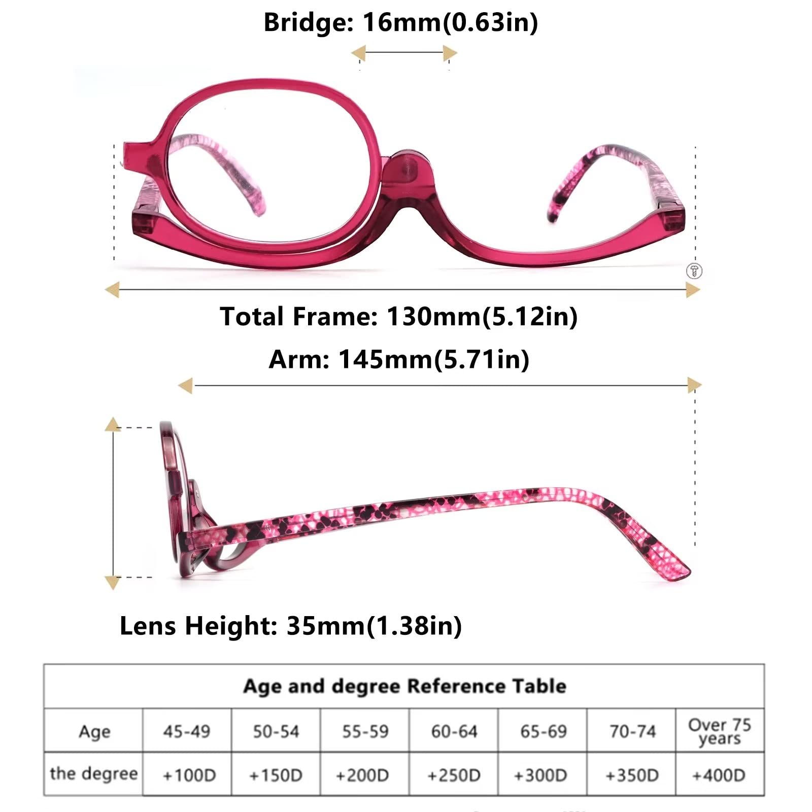 Sehnsucht 2 Pairs Eye Make Up Reading Glasses Womens Magnifying Cosmetic Readers Rotating Makeup Glasses for Women Blue Purple Tortoise 3660 2.50