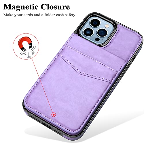 LakiBeibi Phone Case for iPhone 14 Pro Max Dual Layer Premium Leather Case for iPhone 14 Pro Max Wallet Case with Card Holders Flip Case Protective Case for iPhone 14 Pro Max 6.7 Inches,Purple