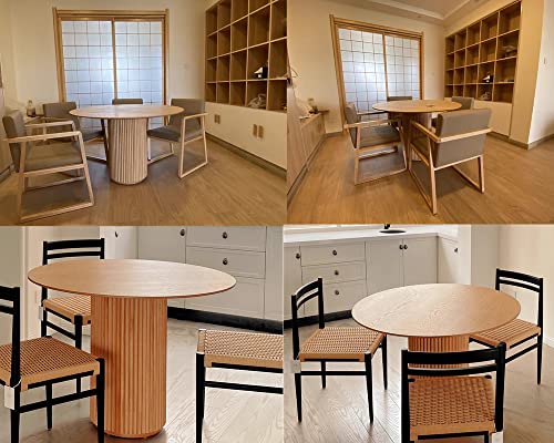 LAKIQ Modern Round Dining Table 35.5ββ Wide Pedestal Dining Room Table Contemporary Wooden Kitchen Dining Table for Small Space Small Apartment(Brown)