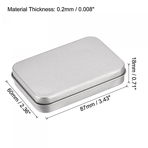 uxcell Metal Tin Box, 12pcs 3.43" x 2.36" x 0.71" Rectangular Empty Tinplate Storage Containers with Lids, Silver Tone