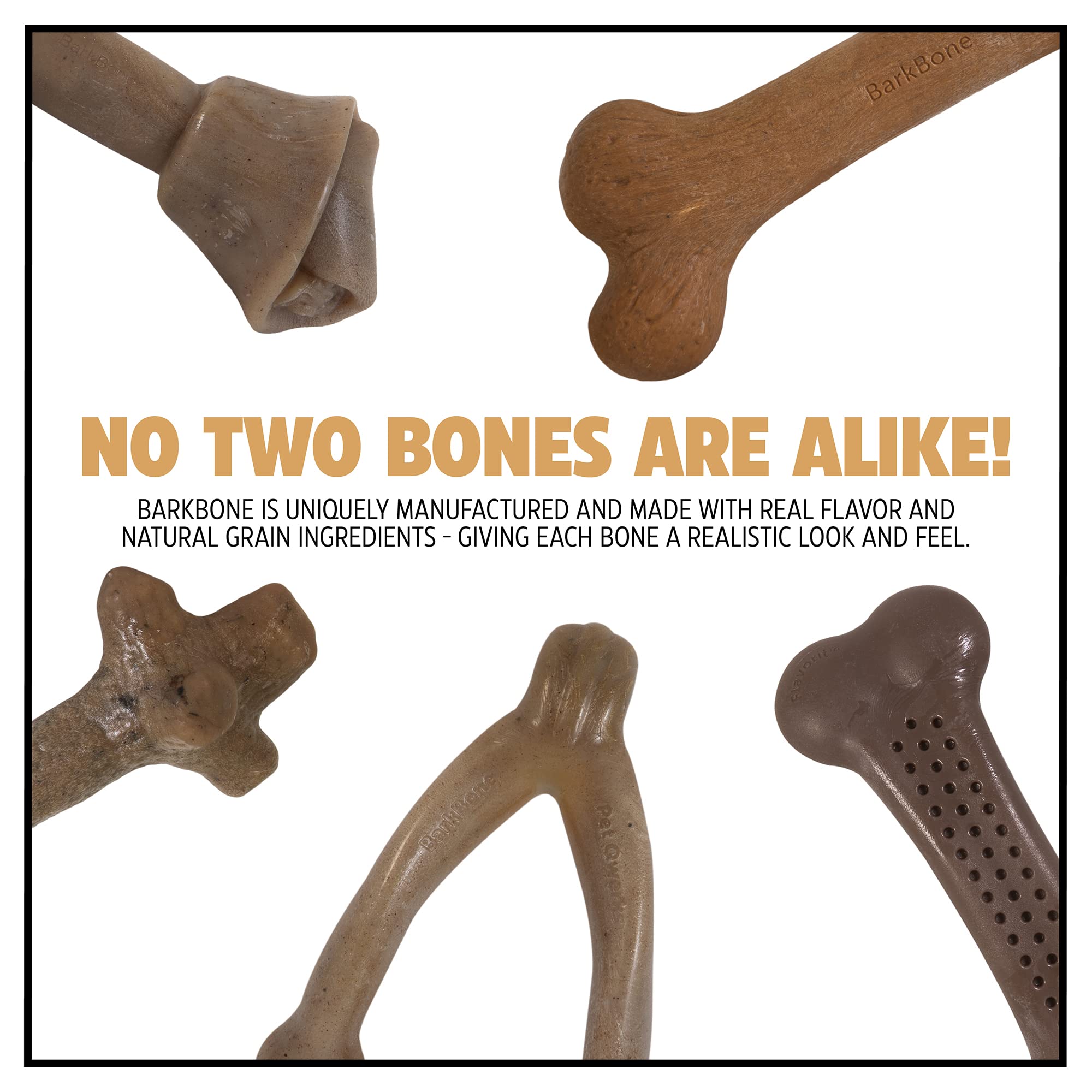 Pet Qwerks Wishbone BarkBone - Nylon Chew Toy for Aggressive Chewers - Bacon Flavor - 8.25"